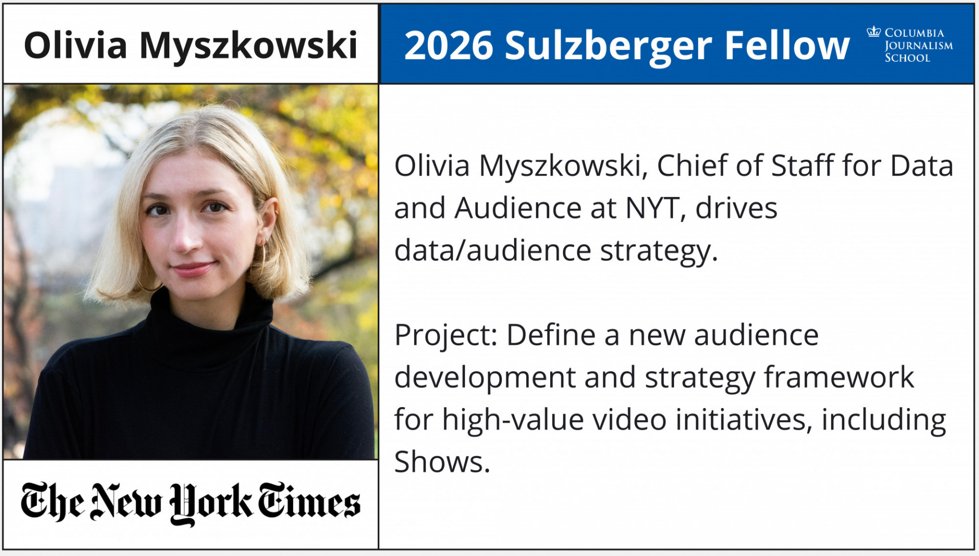 Columbia Journalism School Announces the 2026 Fellows for the Sulzberger Executive Leadership ...